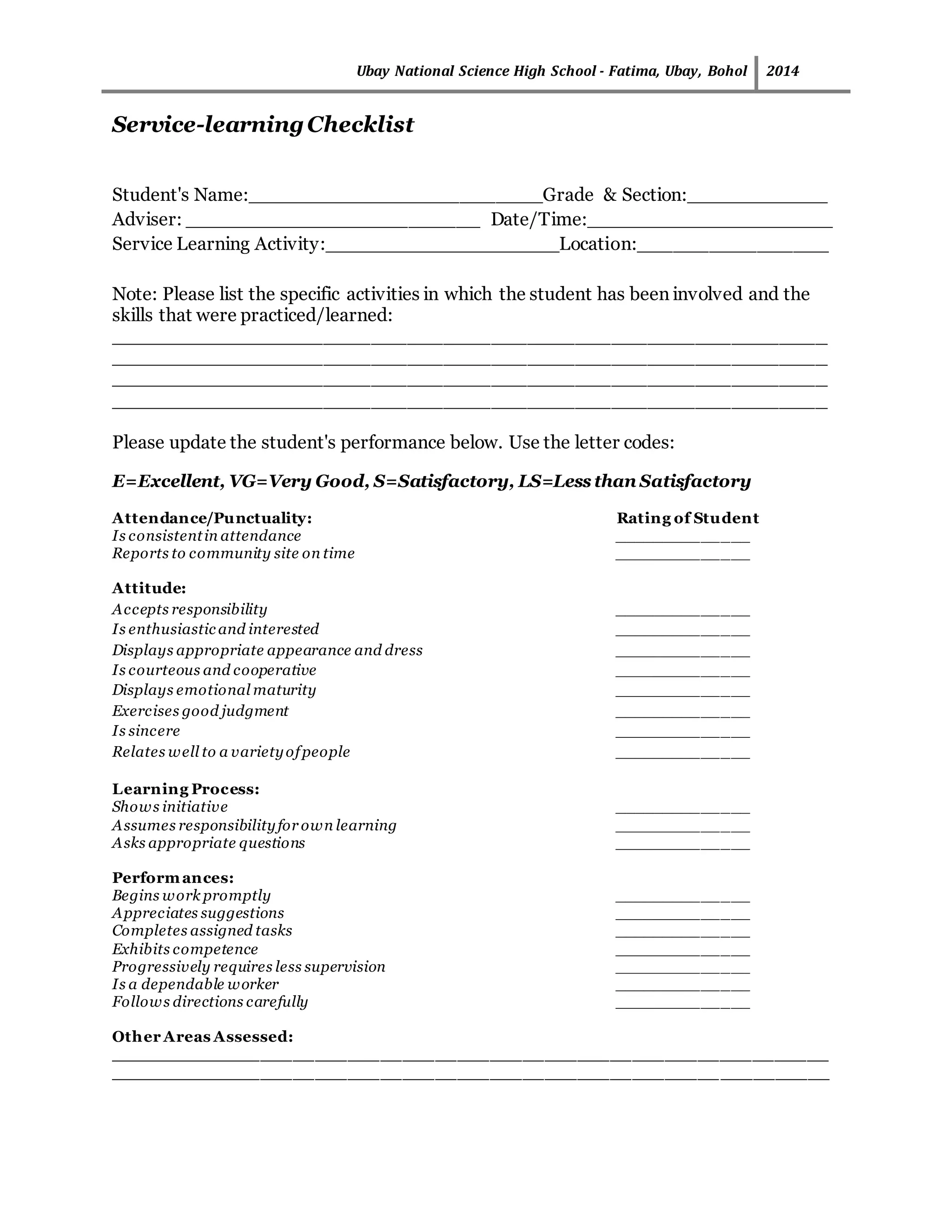 Anecdotal record & observations checklist | DOCX