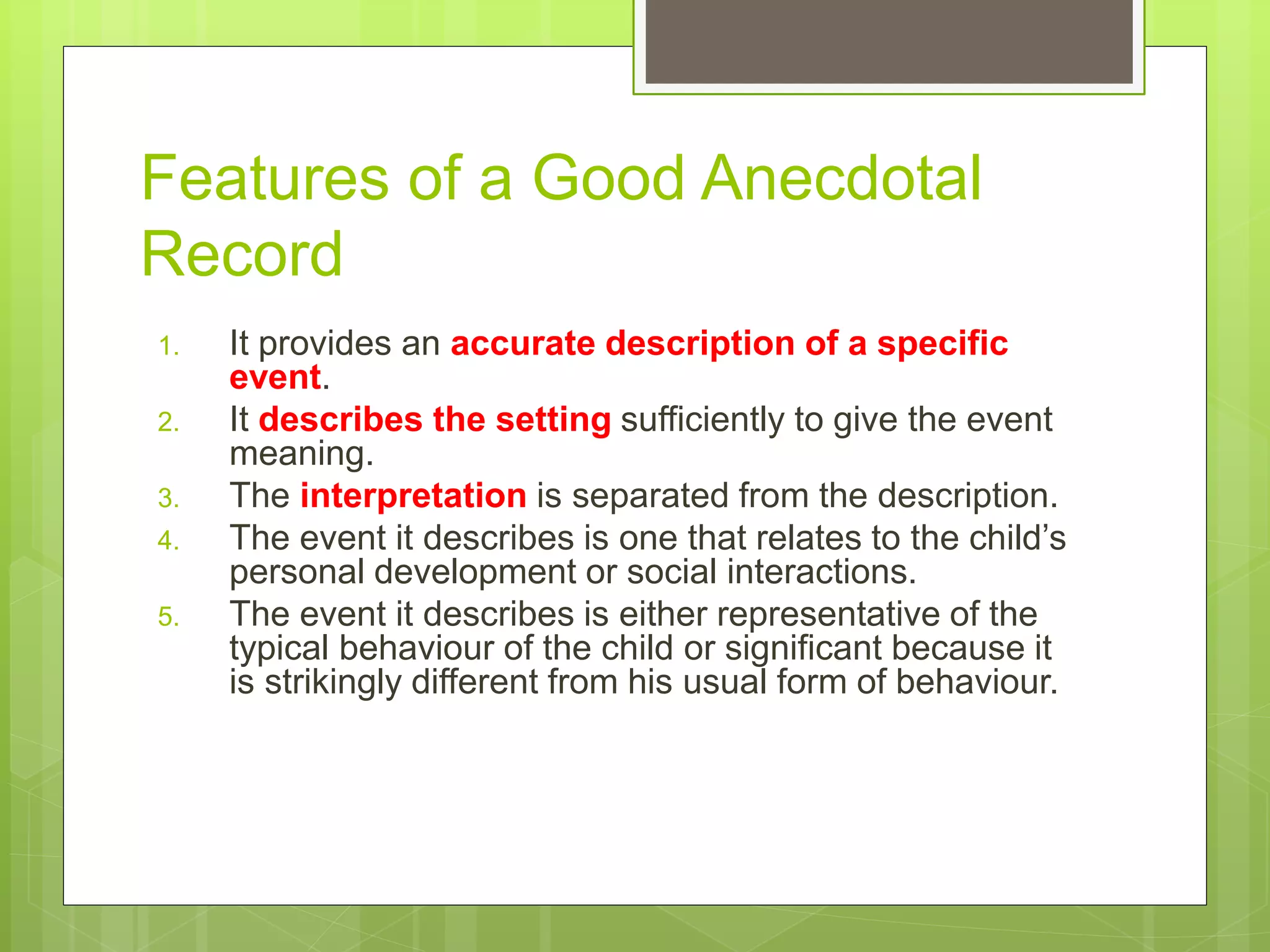 Anecdotal Recording | PPTX