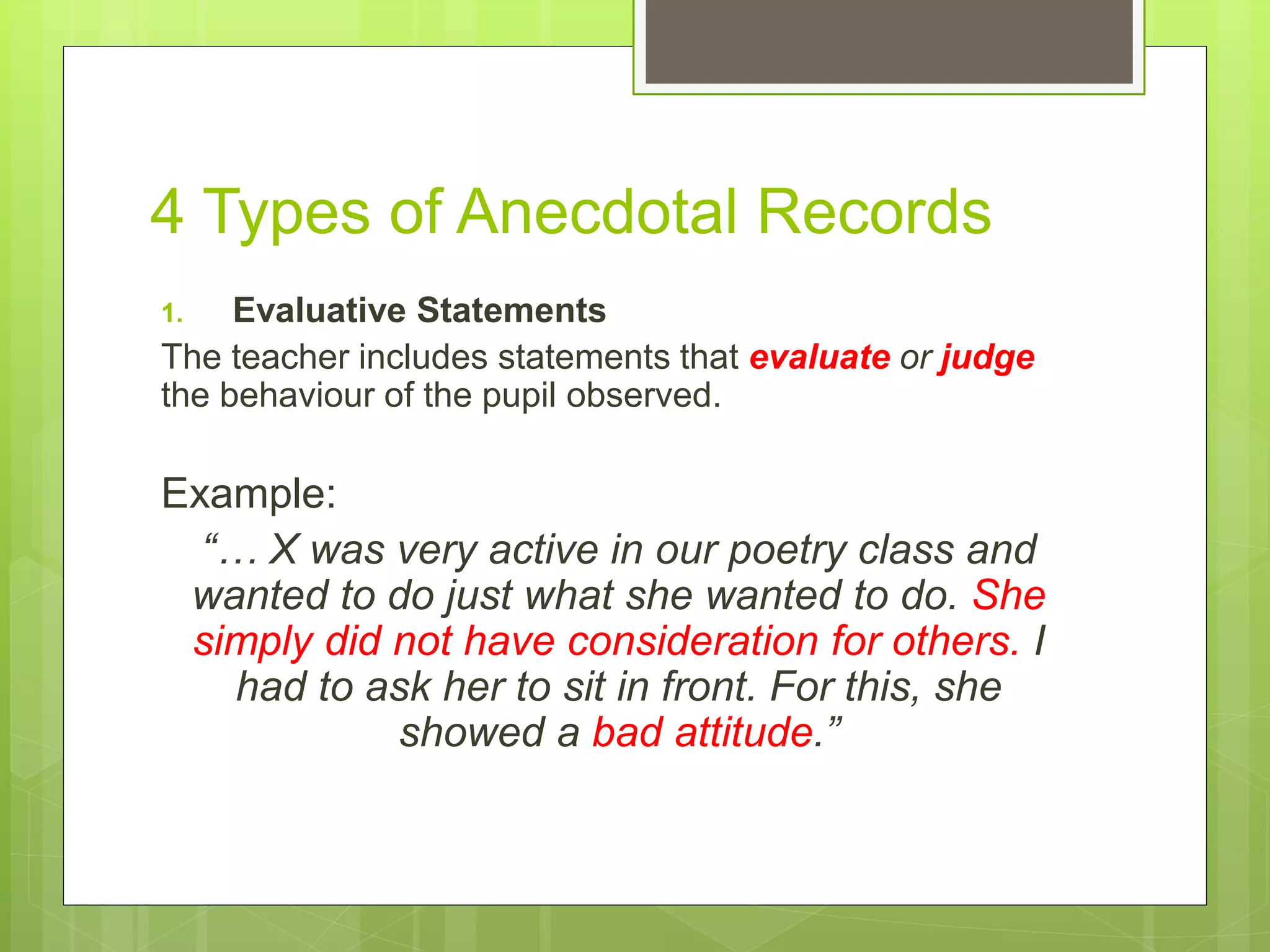 Anecdotal Recording | PPTX
