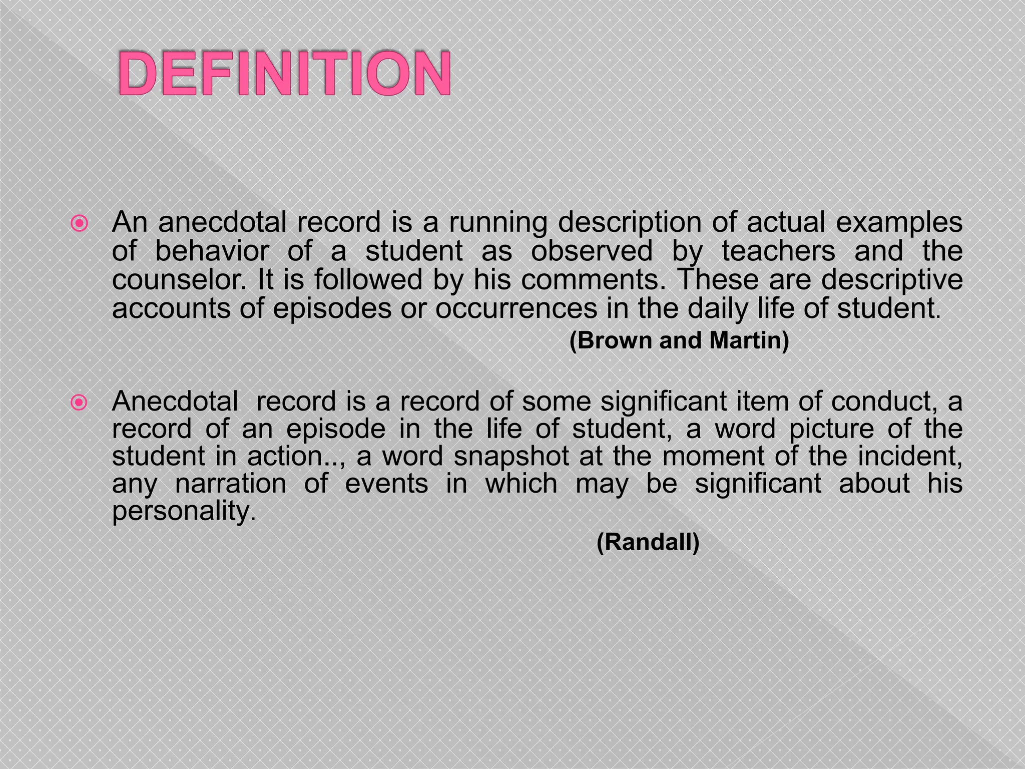 ANECDOTAL RECORDS for BSc Nursing students | PPTX