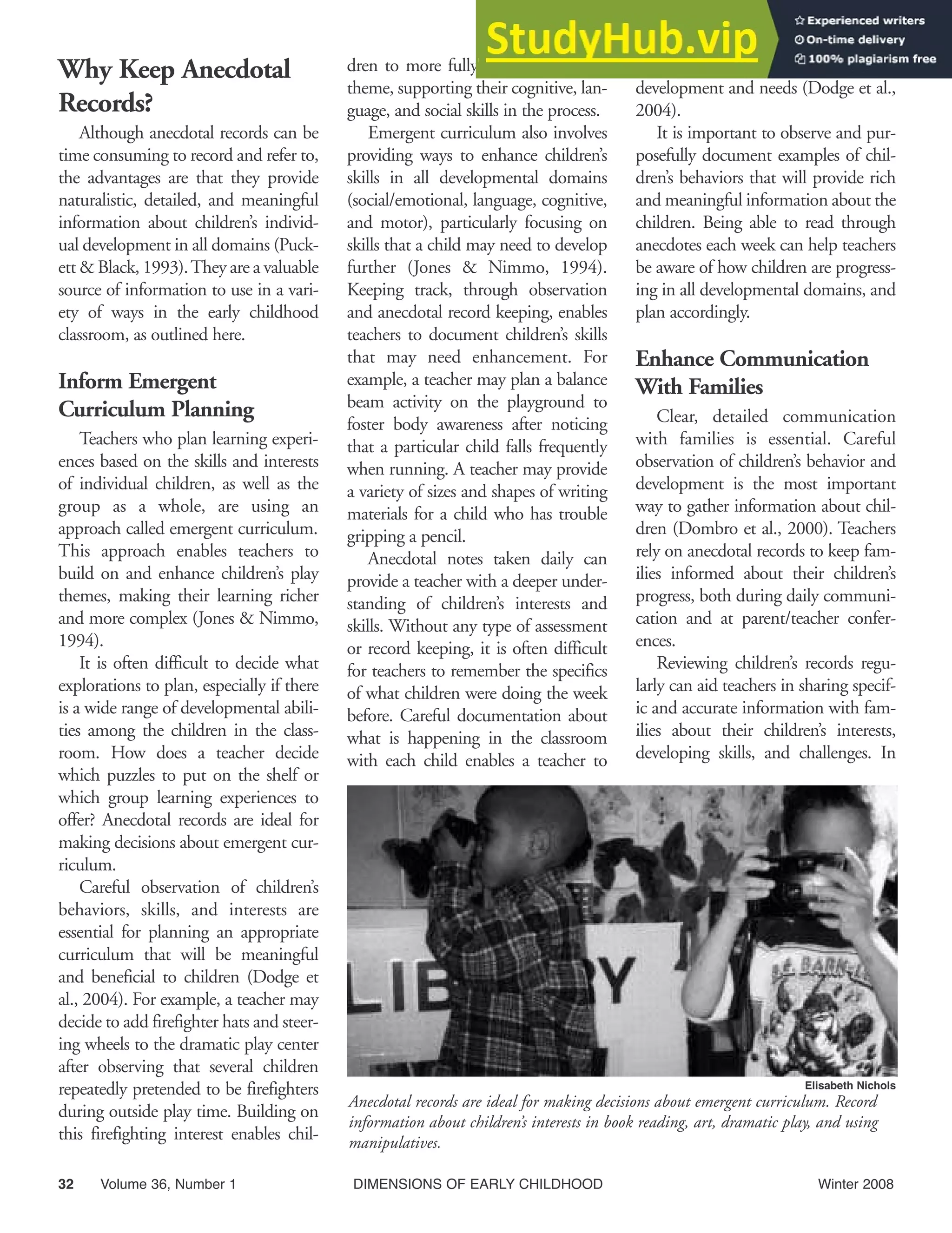 Anecdotal Records Valuable Tools For Assessing Young Children S ...