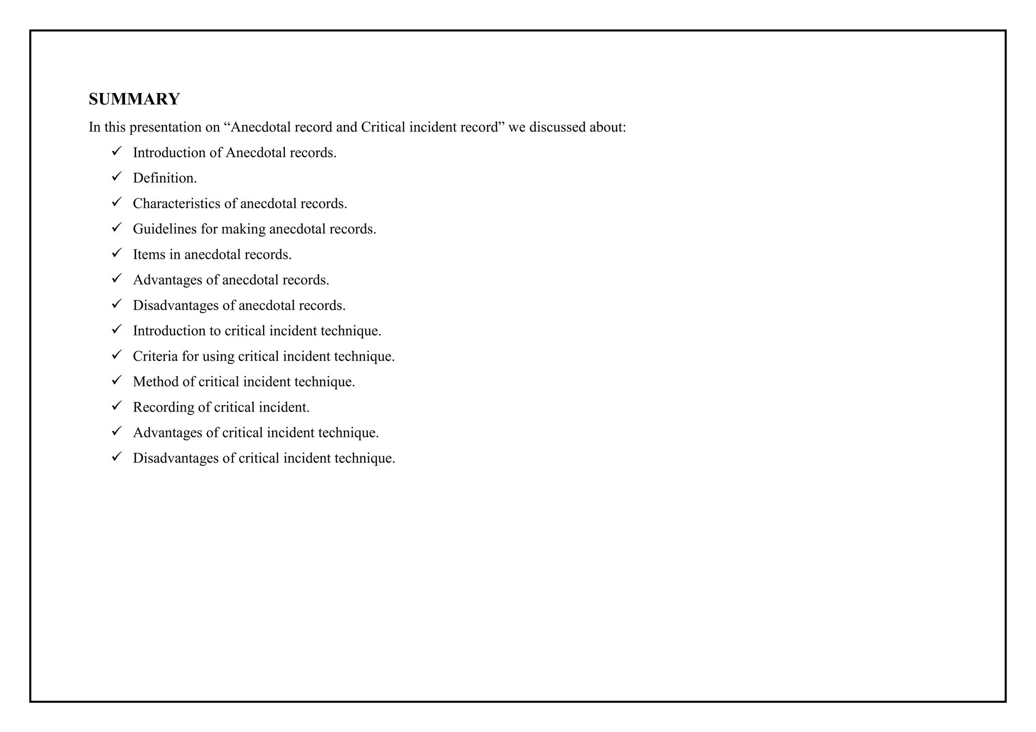 Anecdotal records and Critical incident technique.docx