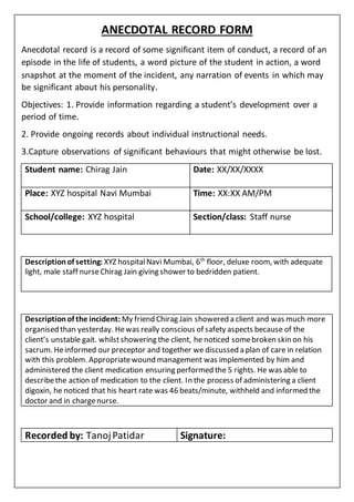 ANECDOTAL RECORD/ REPORT | PDF