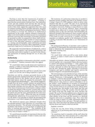 Anecdote And Evidence A Comparison Of Student Performance Using Two Learning Referents | PDF