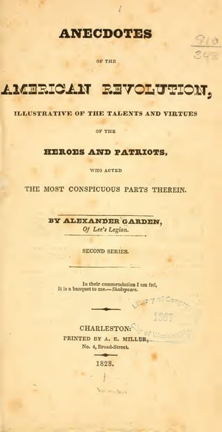 Anecdotes of The American Revolution | PDF