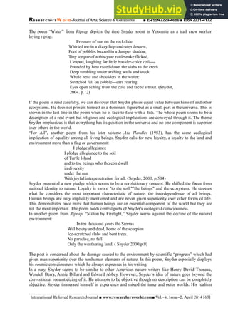 AN ECOCRITICAL READING OF GARY SNYDER S SELECT POETRY | PDF