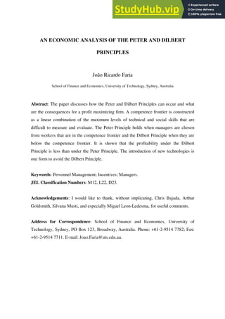 An Economic Analysis Of The Peter And Dilbert Principles | PDF