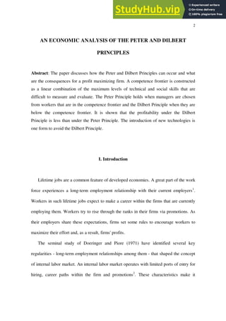 An Economic Analysis Of The Peter And Dilbert Principles | PDF