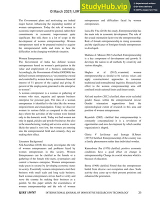 An Economic Study On Role Of Women Entrepreneurship Development In ...