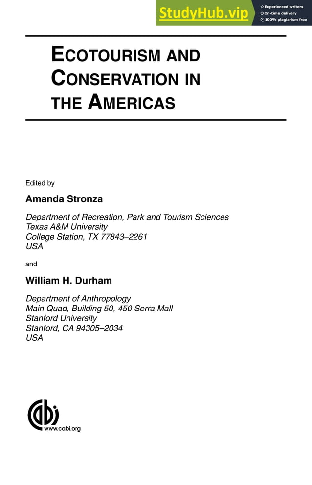 An Ecotourism Project Analysis And Evaluation Framework For International Development Donorspdf