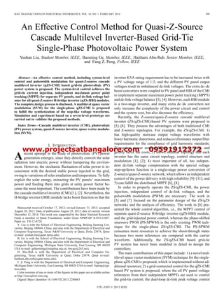 An Effective Control Method for Quasi-Z-Source Cascade Multilevel Inverter-Based Grid-Tie Single ...