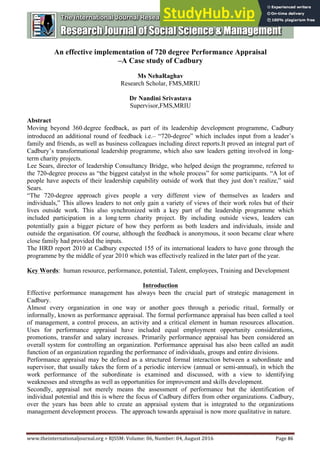 An Effective Implementation Of 720 Degree Performance Appraisal A Case ...