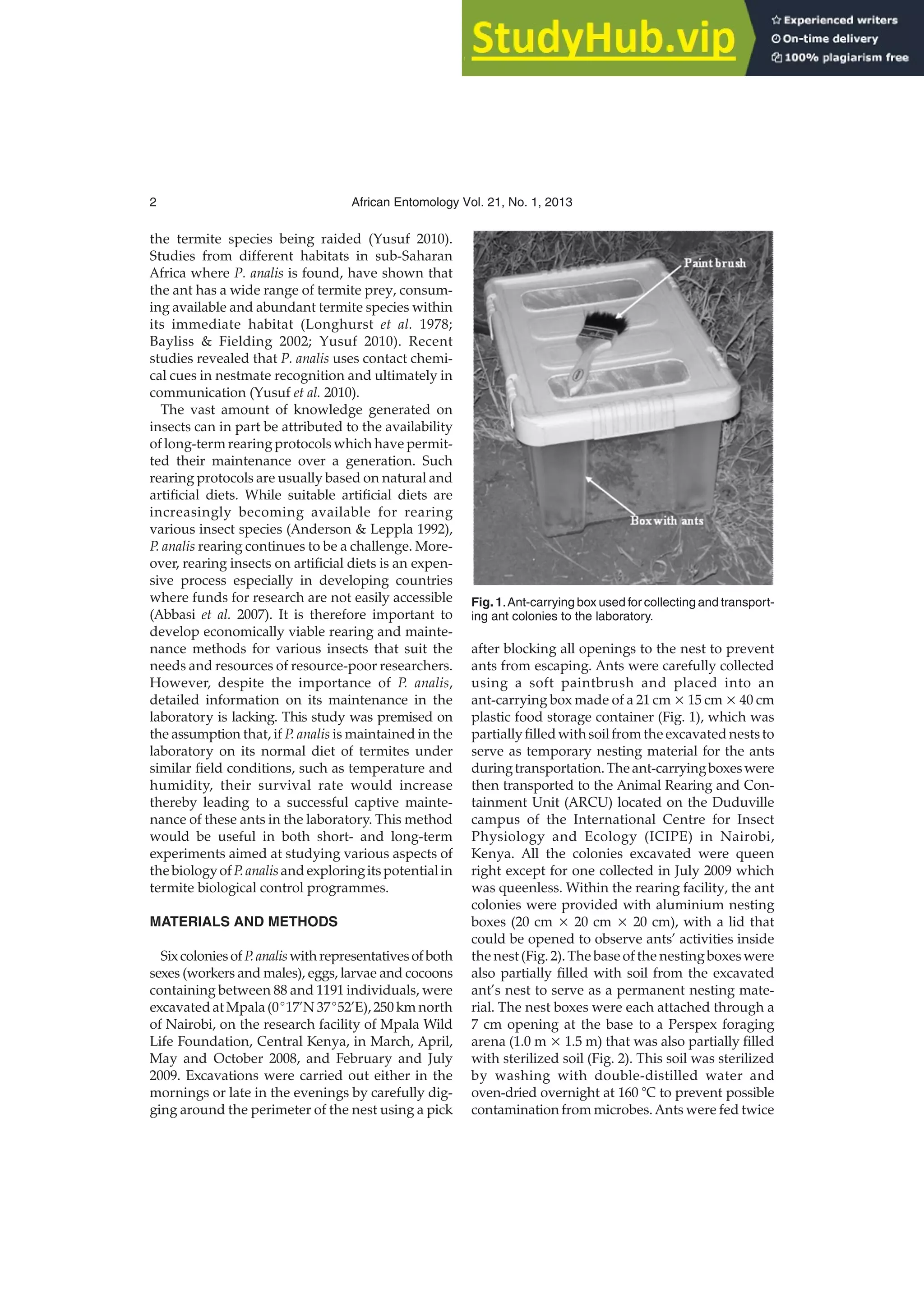 An Effective Method For Maintaining The African Termite-Raiding Ant ...