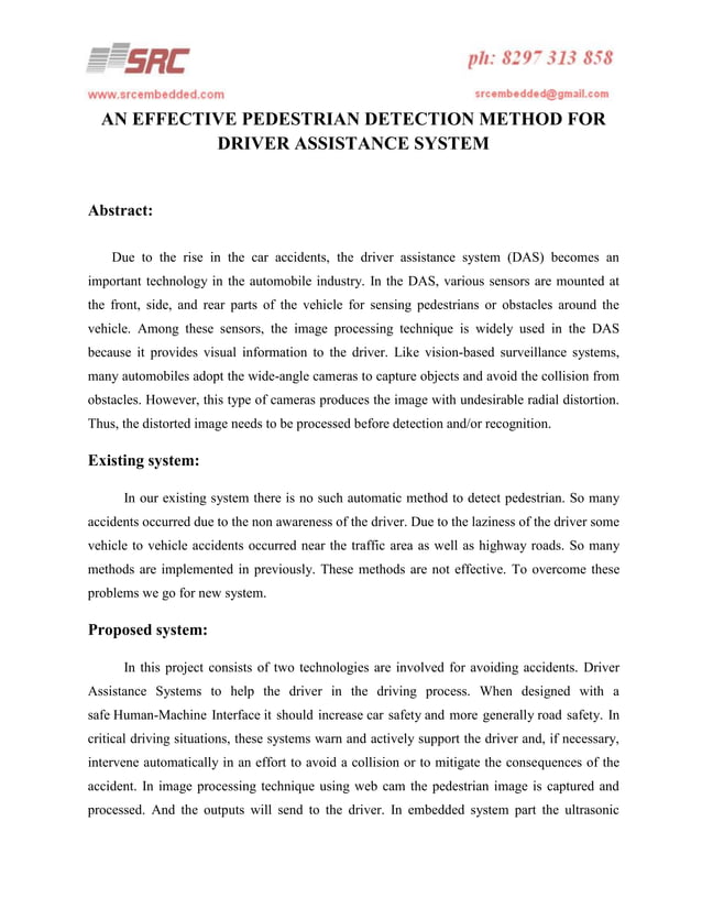 An Effective Pedestrian Detection Method For Driver Assistance System Pdf Cameras And