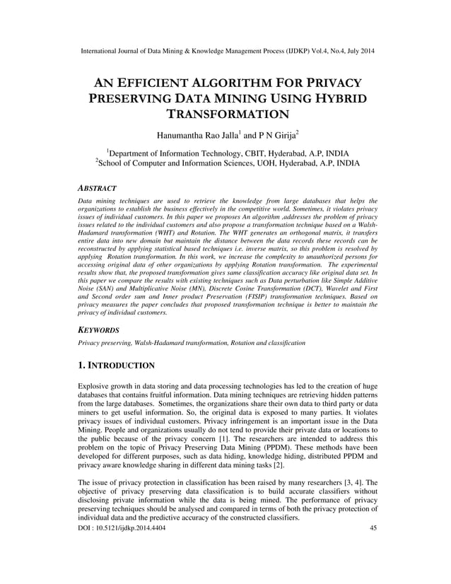 An efficient algorithm for privacy | PDF