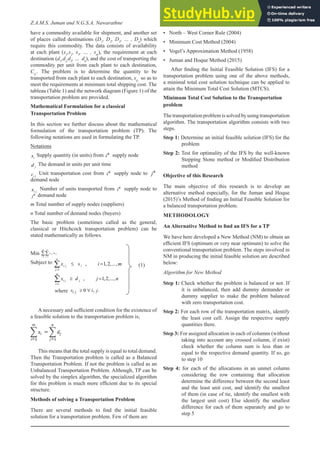 An Efficient Alternative Approach To Solve A Transportation Problem | PDF