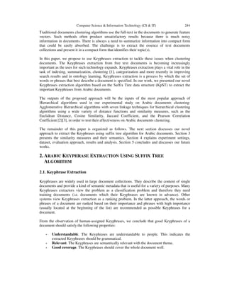 AN EFFICIENT APPROACH TO IMPROVE ARABIC DOCUMENTS CLUSTERING BASED ON A NEW KEYPHRASES ...