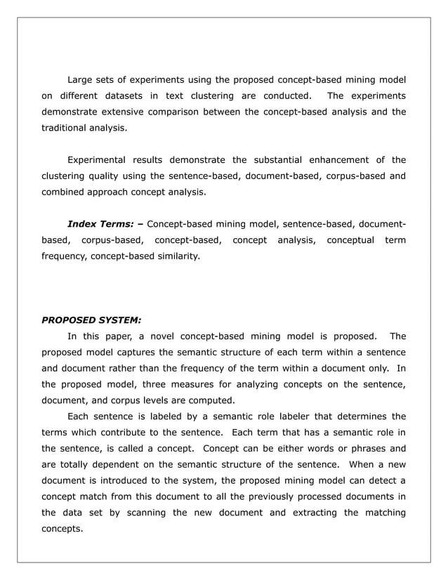 An Efficient Concept Based Mining Model For Enhancing Text Clustering