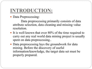 An efficient data preprocessing method for mining | PPT
