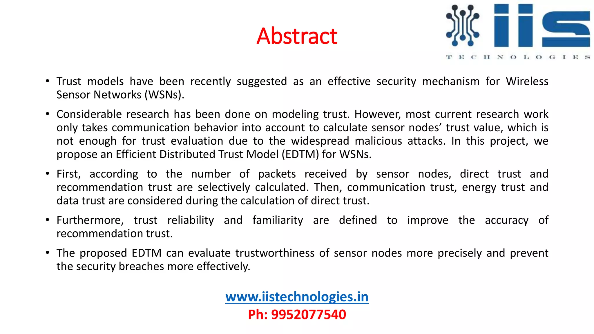 An Efficient Distributed Trust Model For Wireless Sensor Networks Pptx