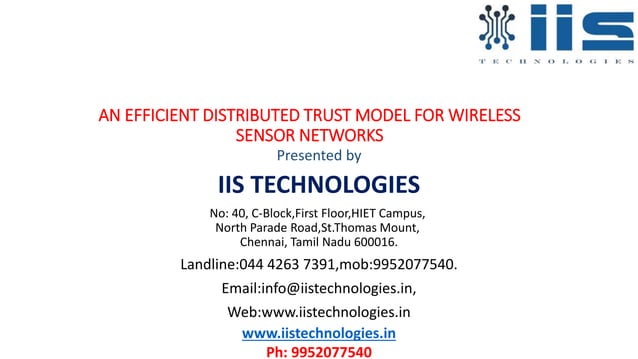 An efficient distributed trust model for wireless sensor networks | PPTX