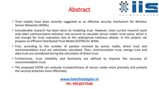 An efficient distributed trust model for wireless sensor networks | PPTX