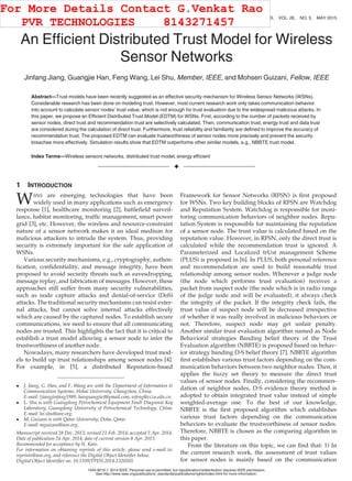 An efficient distributed trust model for wireless sensor networks | PDF