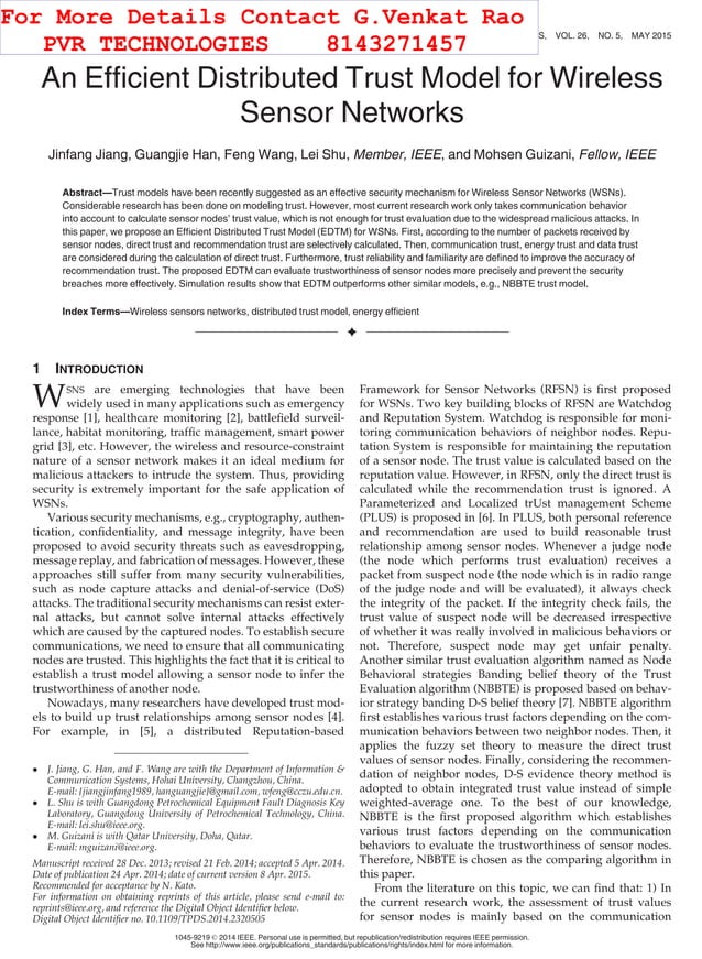 An efficient distributed trust model for wireless sensor networks | PDF