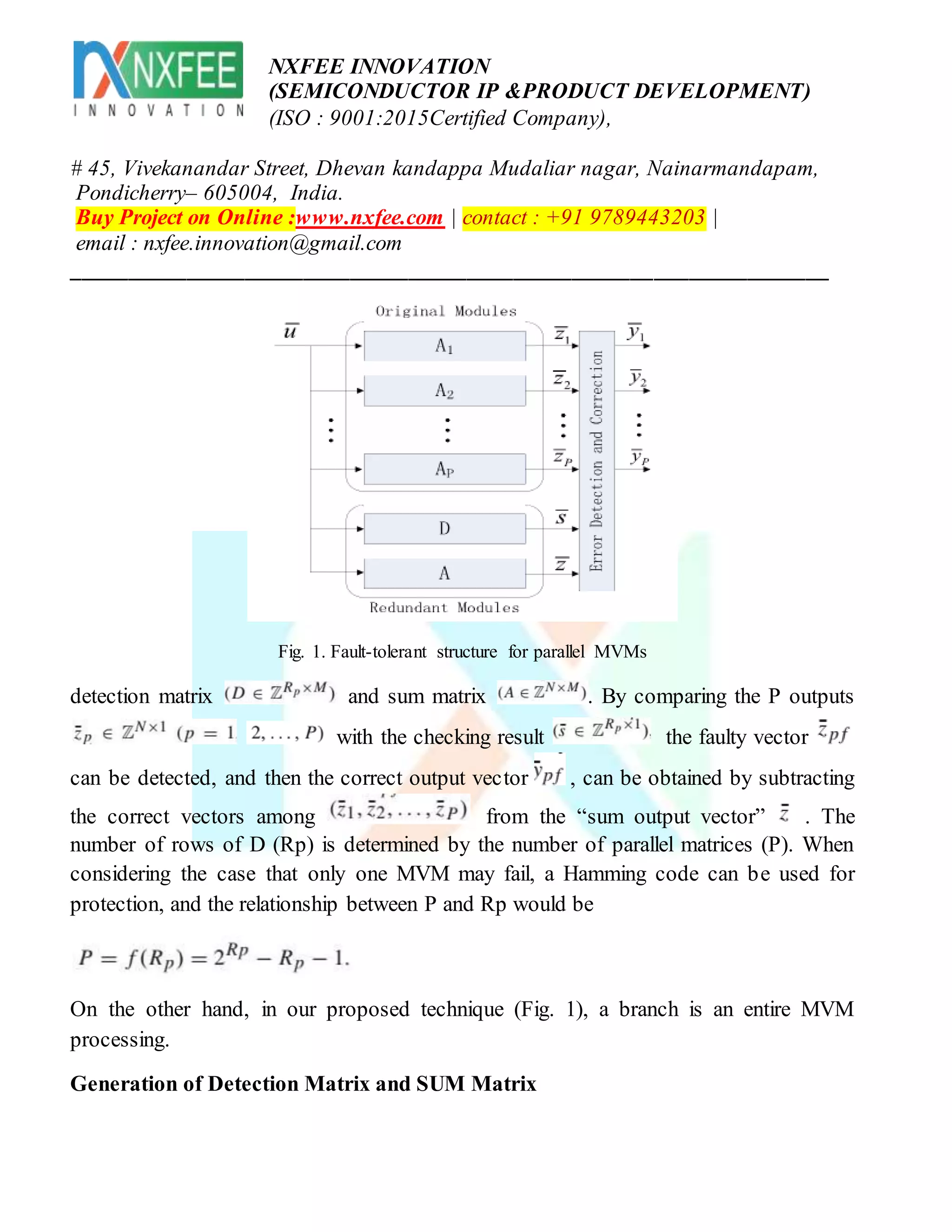 An efficient fault tolerance design for integer parallel matrix vector | PDF
