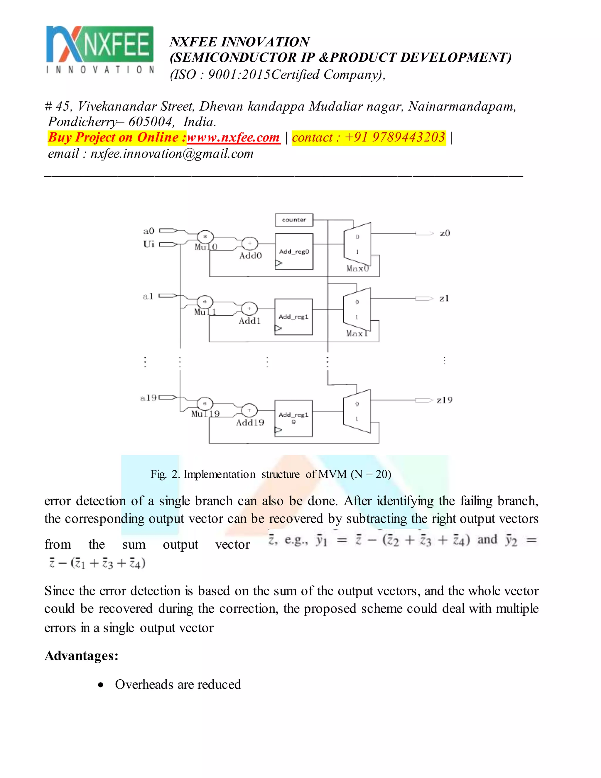 An Efficient Fault Tolerance Design For Integer Parallel Matrix Vector Pdf 