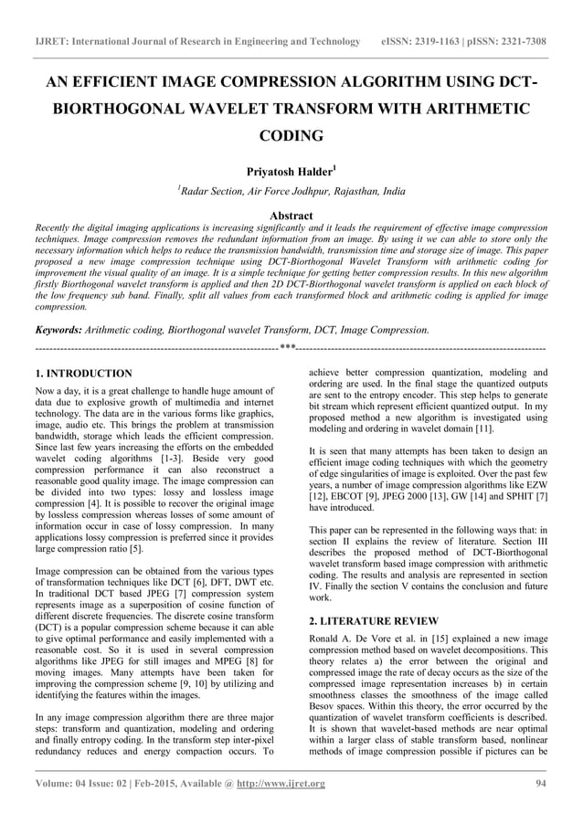 An Efficient Image Compression Algorithm Using Dct Biorthogonal Wavelet Transform With