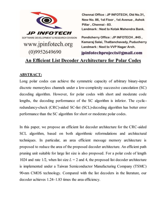 An efficient list decoder architecture for polar codes | PDF