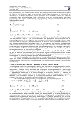 An efficient method of solving lexicographic linear goal programming problem | PDF