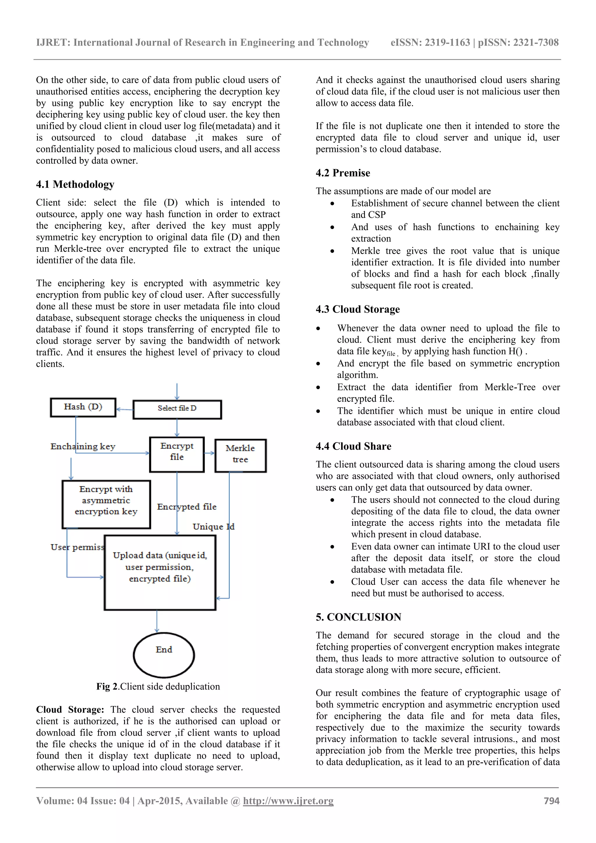 An Efficient Secure Deduplication Data Storing In Cloud Storage 7941