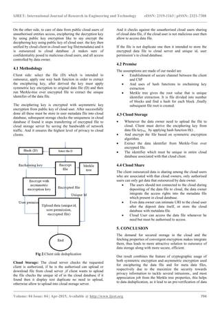 An efficient, secure deduplication data storing in cloud storage environment | PDF