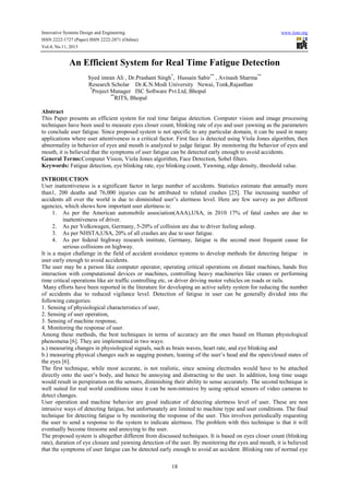 An efficient system for real time fatigue detection | PDF