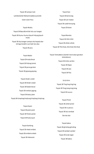 Aneka tepuk sesuai tema | DOCX