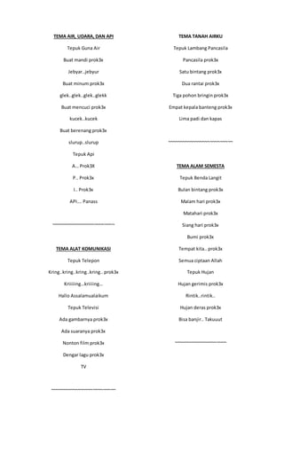 Aneka tepuk sesuai tema | DOCX