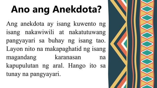Ang Anekdota, Katangian at Elemento ng Anekdota | PPTX