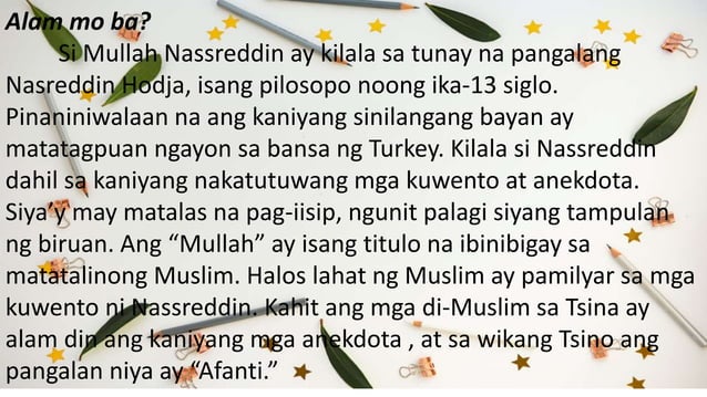 Mullah Nassreddin, anekdota mula sa Persia. | PPTX