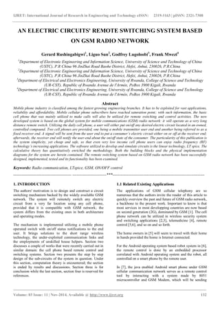 An electric circuits' remote switching system based on gsm radio network | PDF