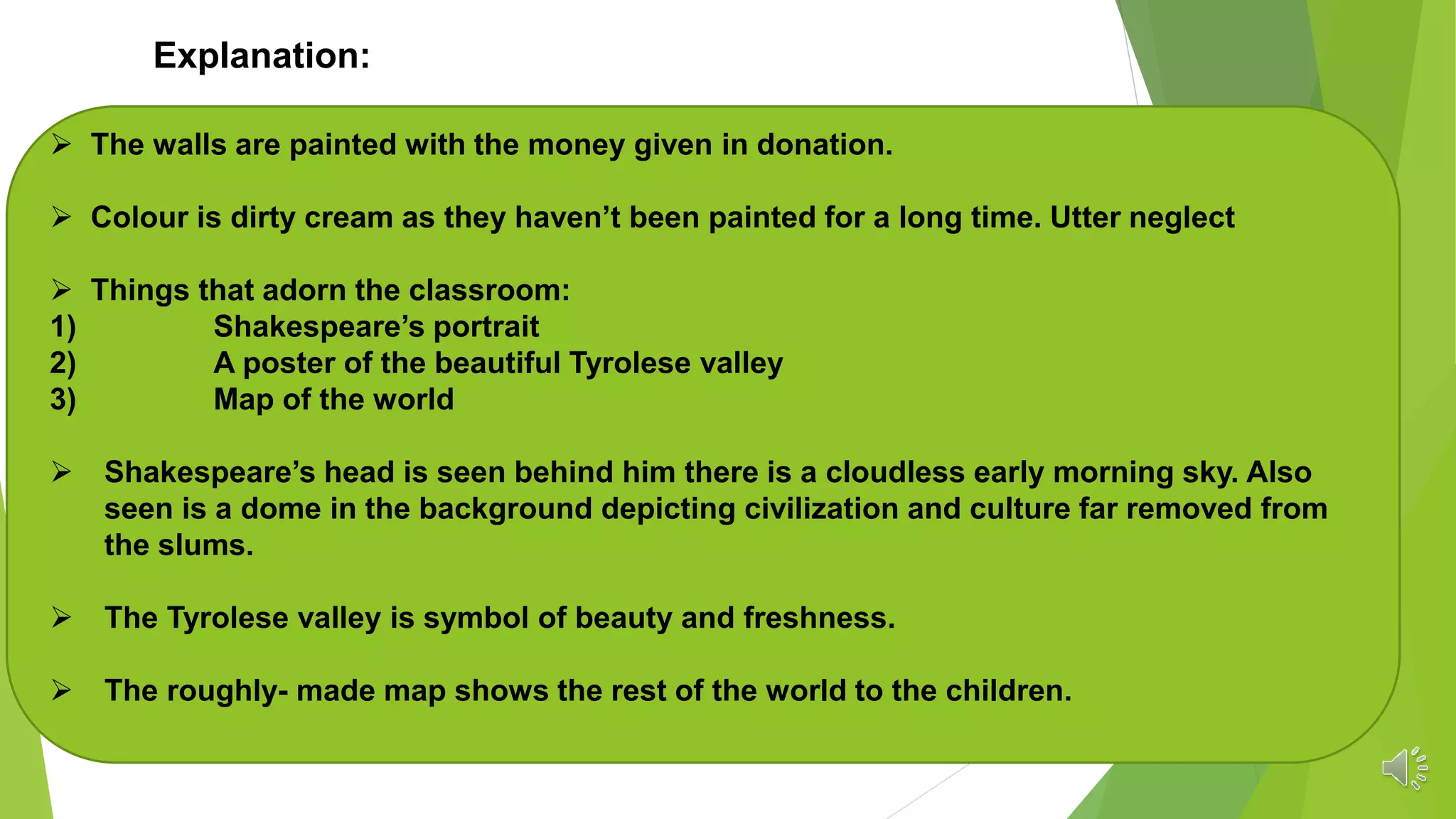 An elementary school classroom in a slum | PPTX