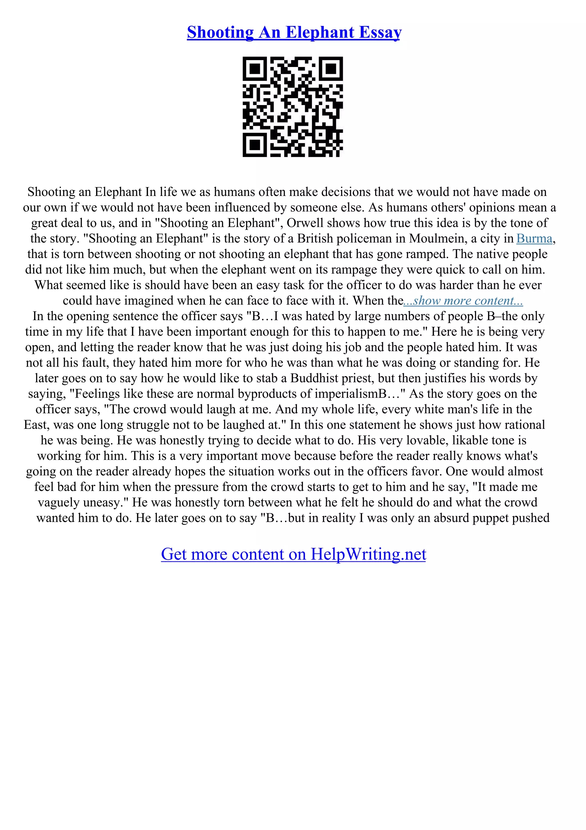 An Elephant Essay | PDF