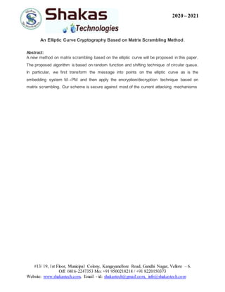 An elliptic curve cryptography based on matrix scrambling method | DOCX