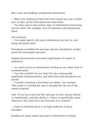 An email policy for your employeesA clear email policy hel.docx