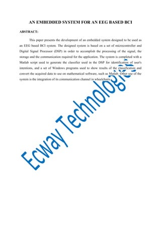 An embedded system for an eeg based bci | DOC