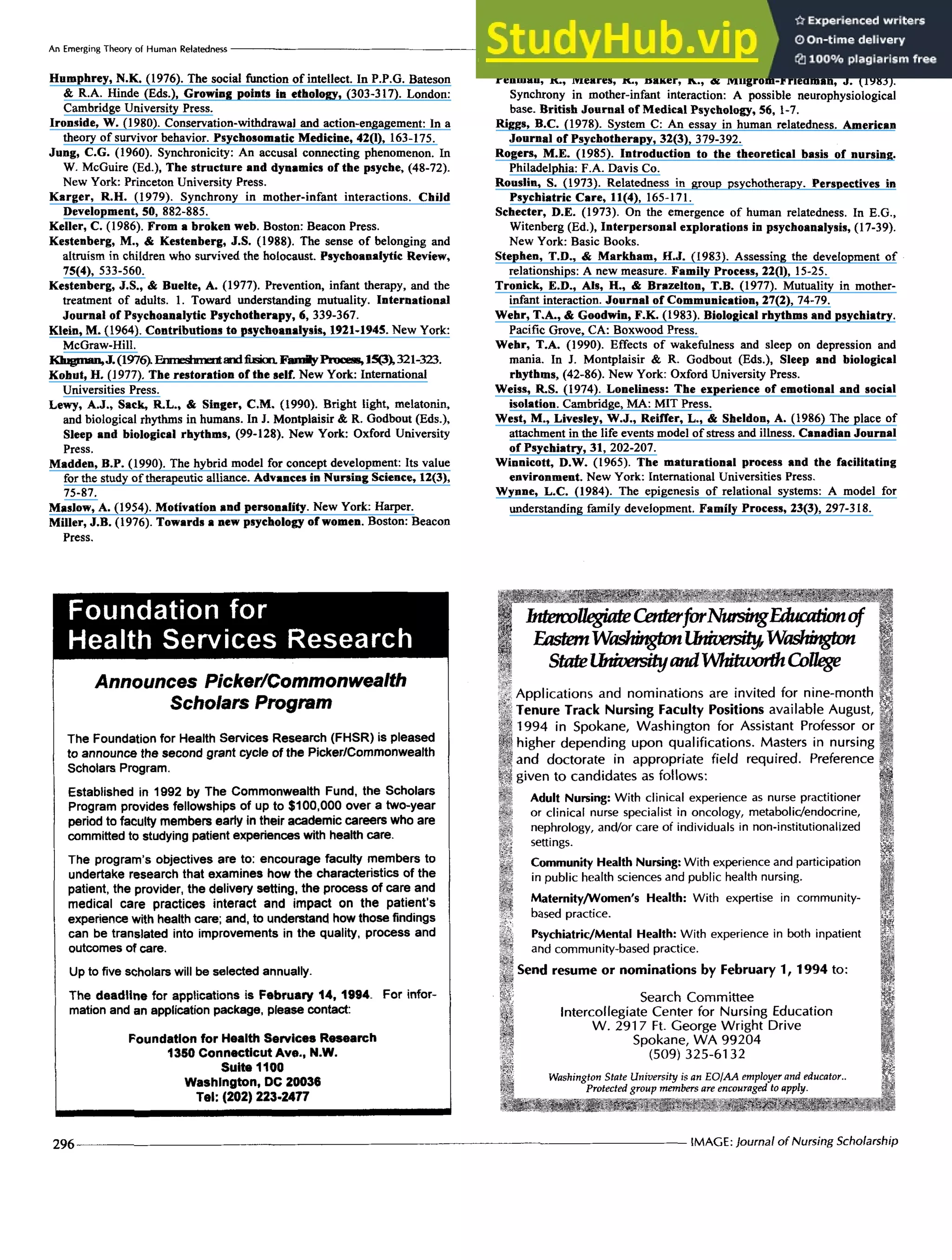 An Emerging Theory Of Human Relatedness | PDF