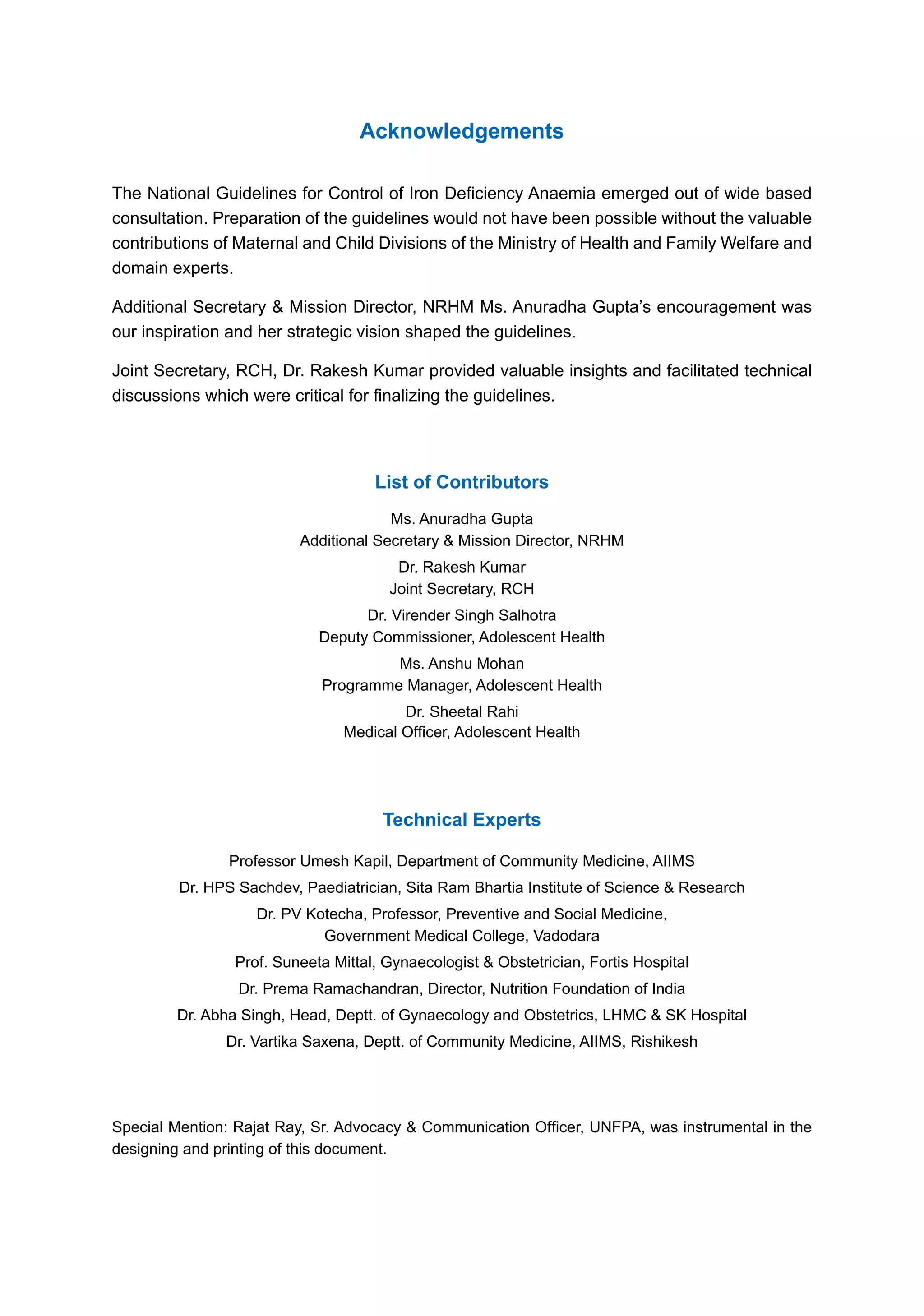 Guidelines for control of Iron deficiency Anemia | PDF