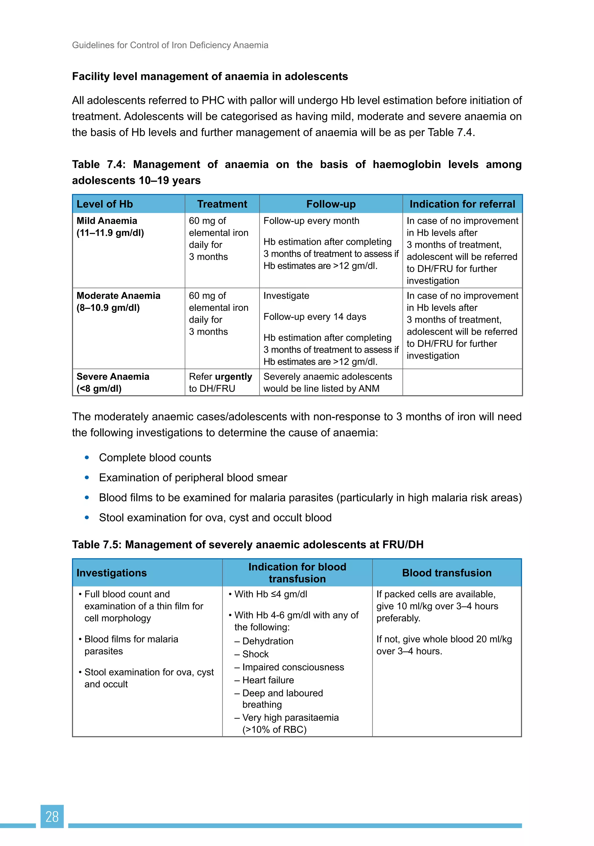 Guidelines for control of Iron deficiency Anemia | PDF