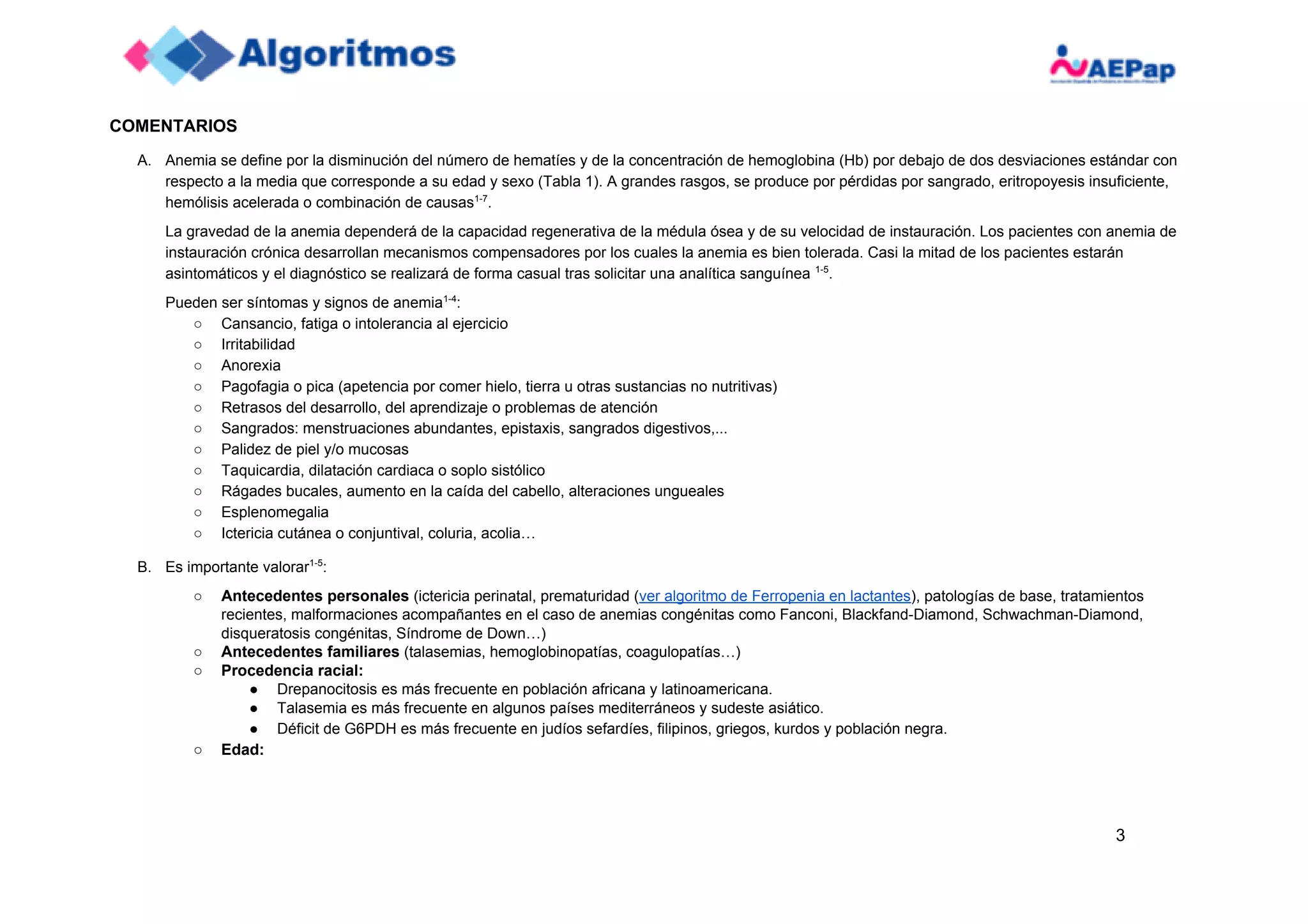Algoritmo AEPap Anemias | PDF